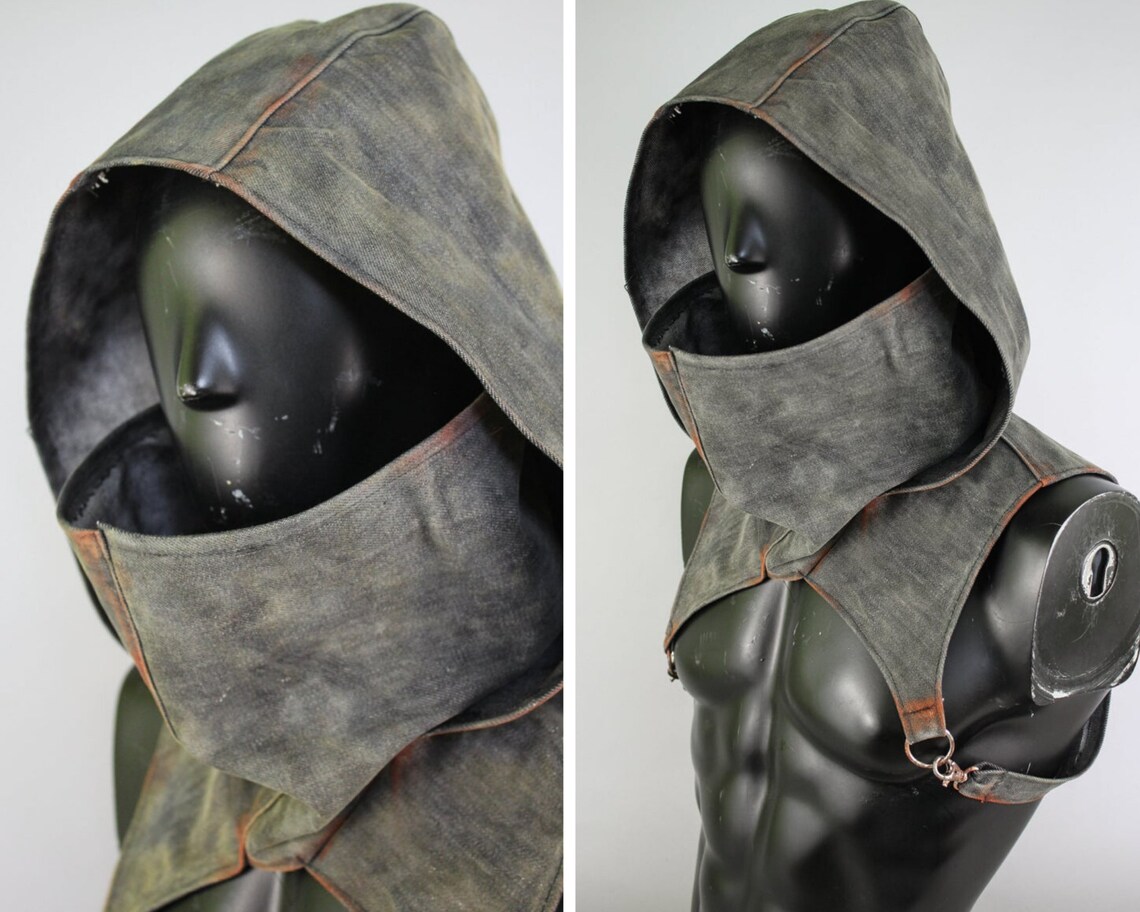 Post Apocalyptic Hood Urban Rebel Denim Hood Dystopian | Etsy