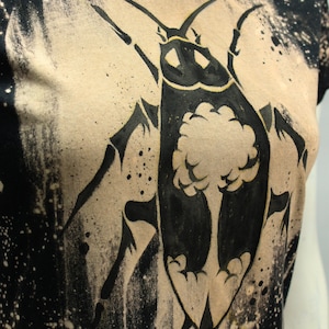 Cockroach T-shirt - Post-apocalyptic Tee - Hand-painted Top - Black ...