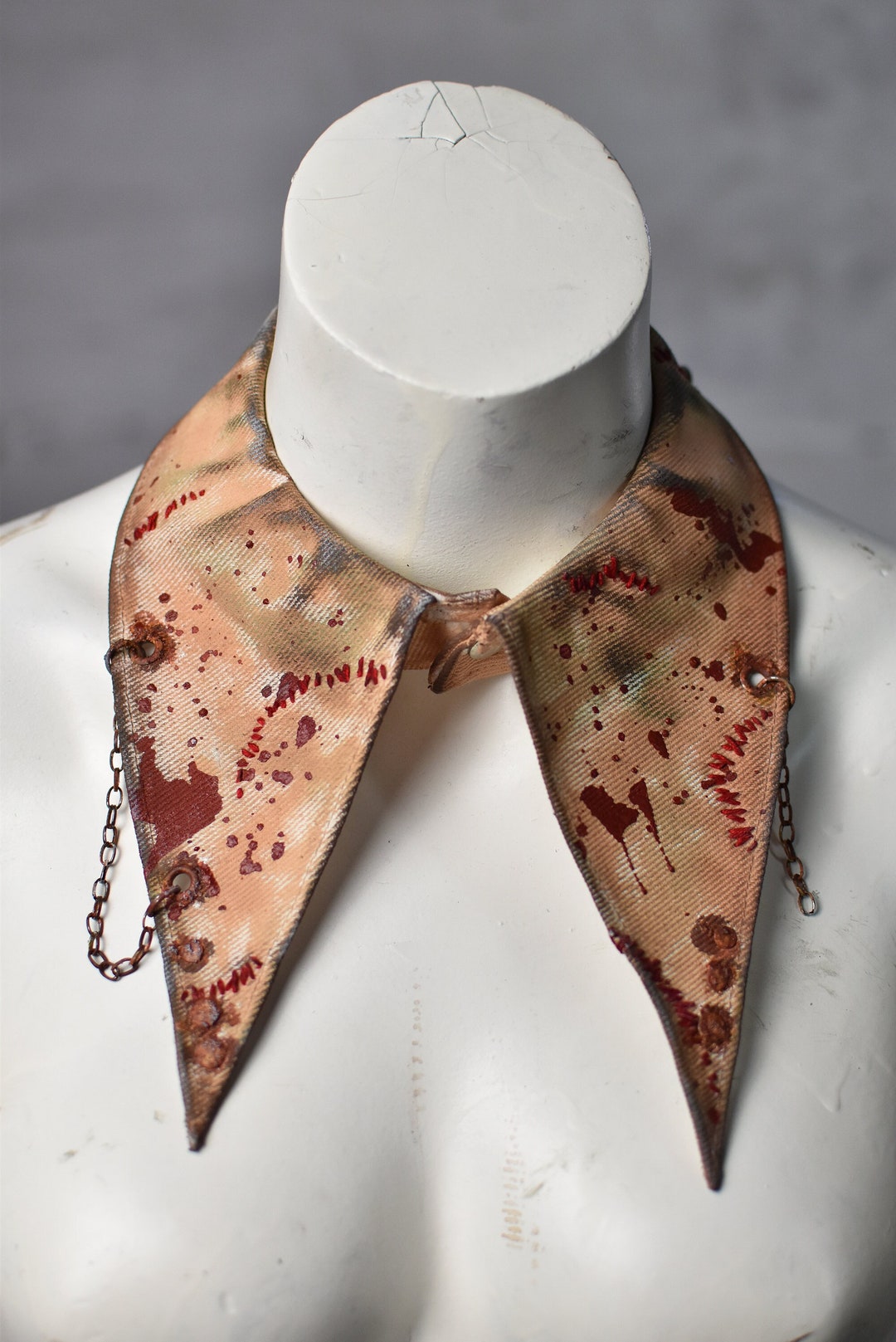 Post Apocalyptic Dagger Collar Wednesday Pointy Necklace Bloody Dickey ...
