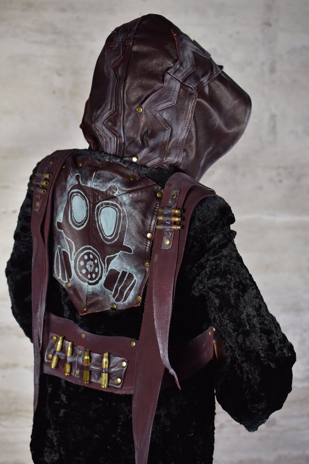 Stalker Overcoat Holster Jacket - Black Fluffy Hooded Coat - Handmade ...