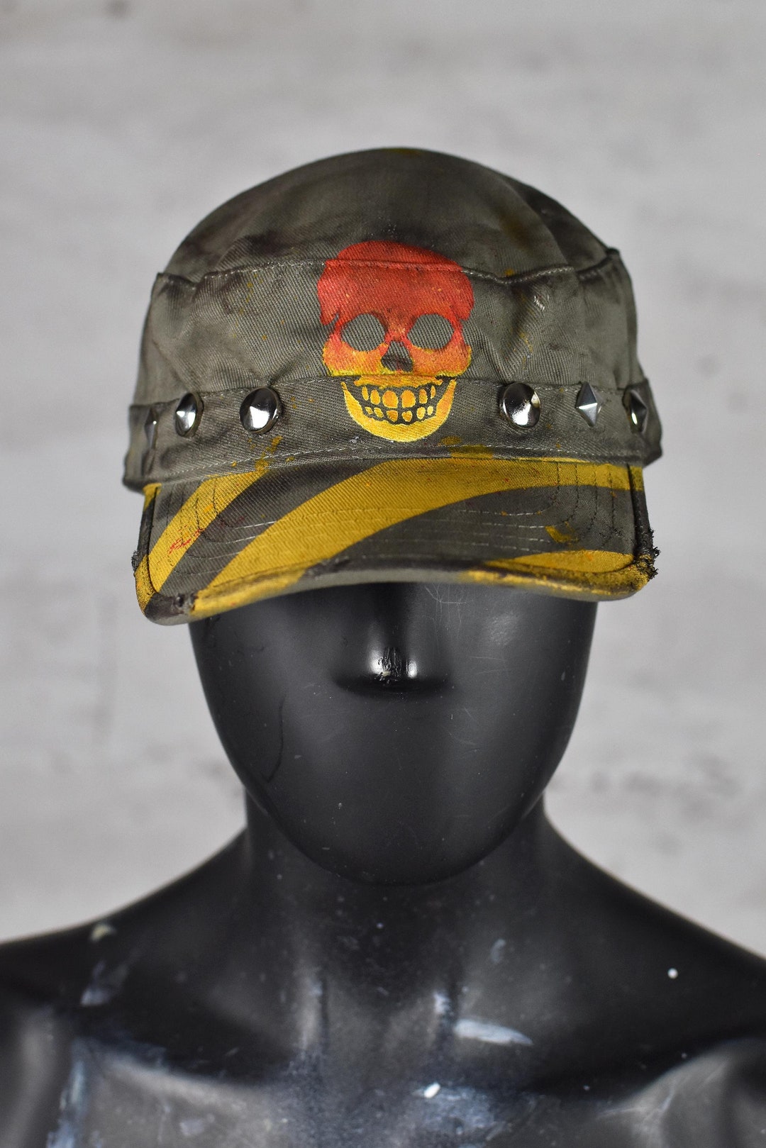 Post-apocalyptic Military Patrol Cap With Skull and Studs - Dystiopian ...