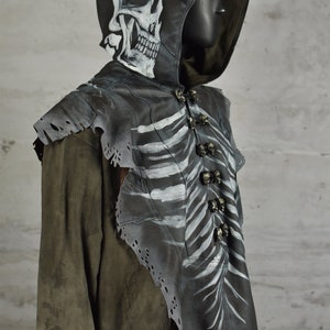 Apocalyptic Halloween Coat - Human Skull Hood - Skeleton Tunic ...
