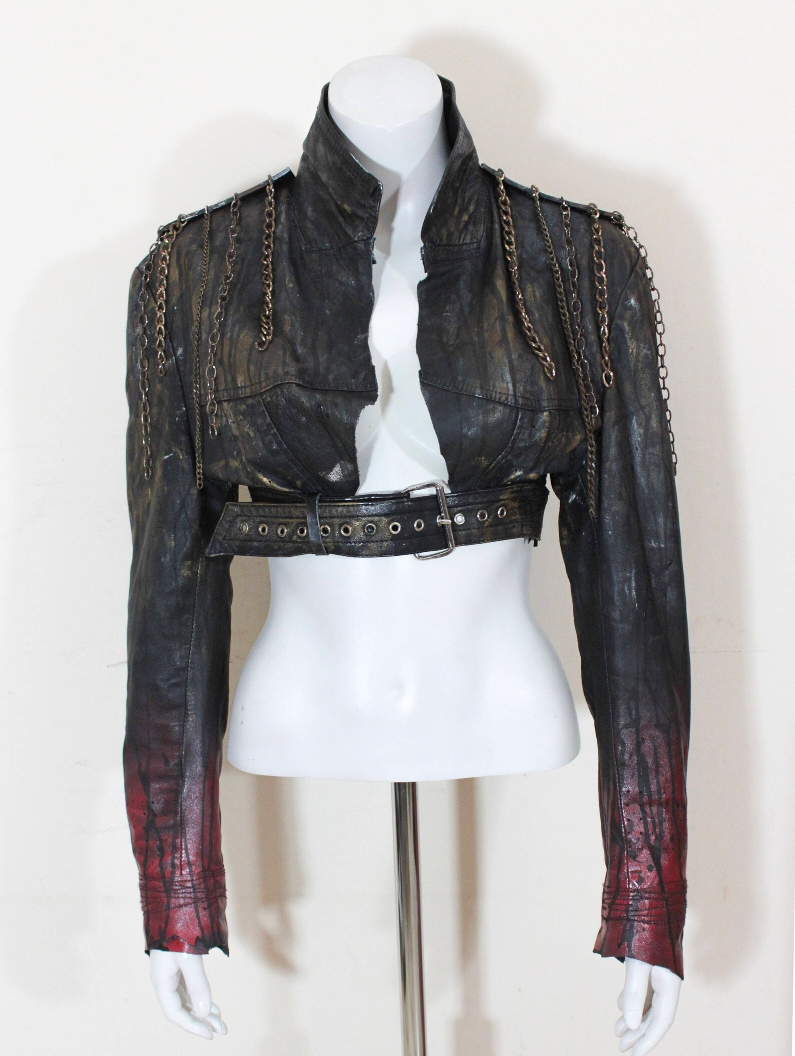 Post Apocalyptic Hand Painted Leather Jacket Sexy Rocker - Etsy