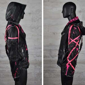 Neon Rebellion Jacket - Biker-style Cut With Pink Teachwear Straps ...
