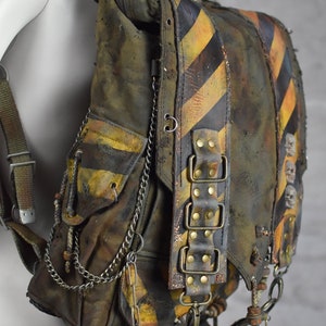 Post-apocalyptic Military Green Backpack With Biohazard Stripes and ...