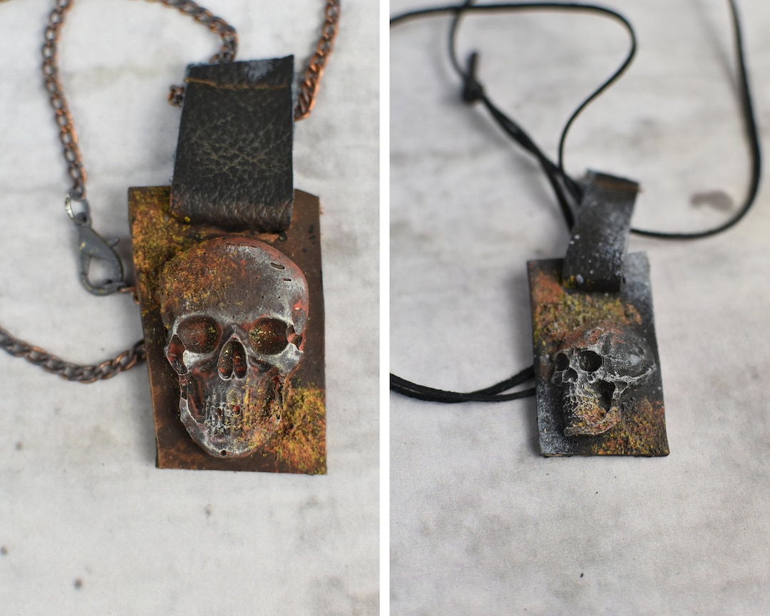 Rusty Skull Pendant Handmade Spooky Necklace Tiny Human - Etsy