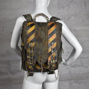 Post-apocalyptic Military Green Backpack With Biohazard Stripes and ...