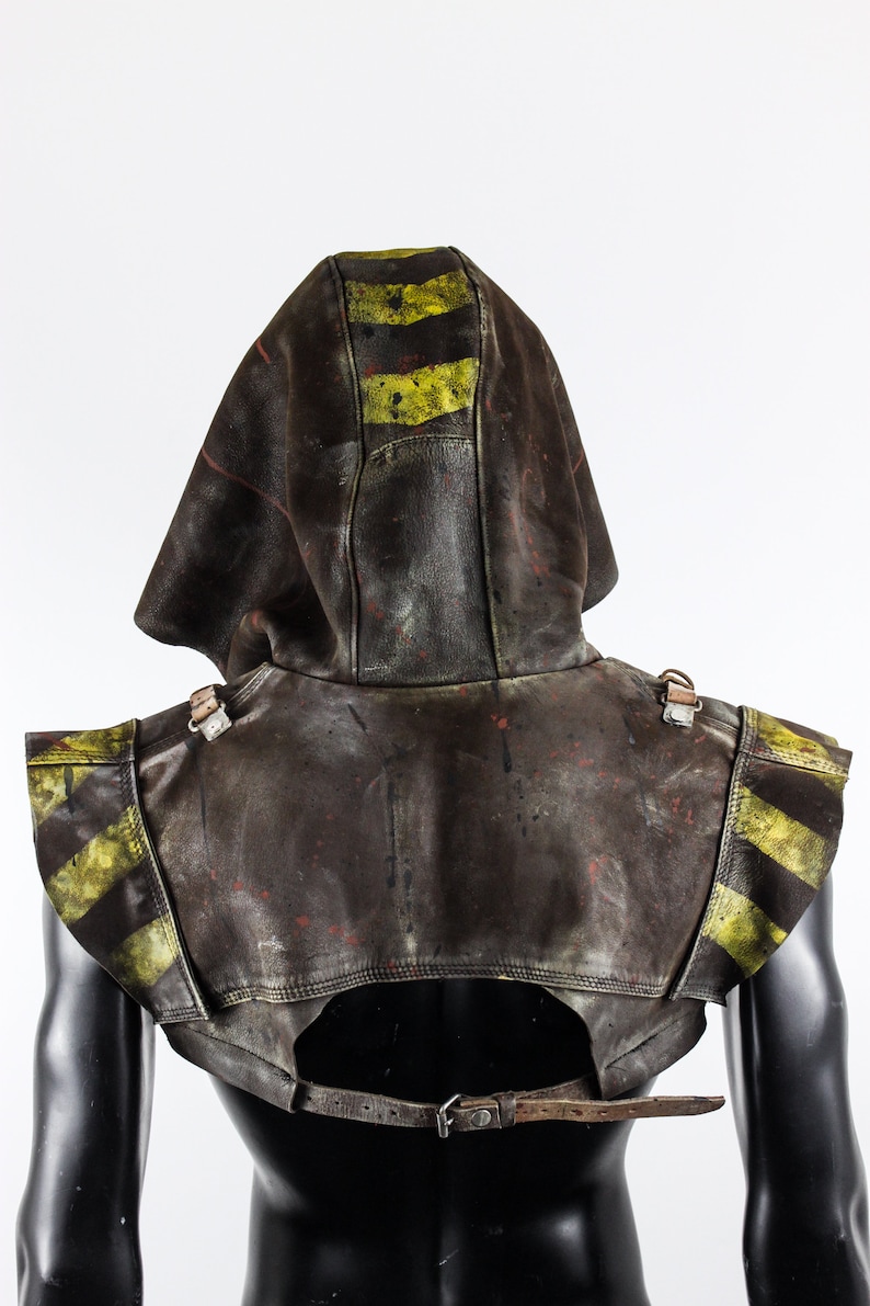 Post Apocalyptic Hood Brown Leather Cowl Handmade Hood - Etsy