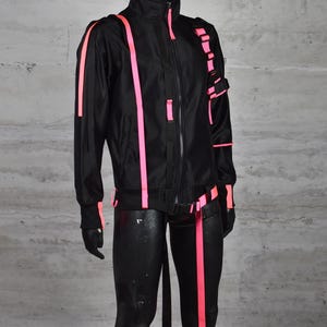 Uv-reactive Bomber Jacket With Pink Straps – Futuristic Streetwear ...