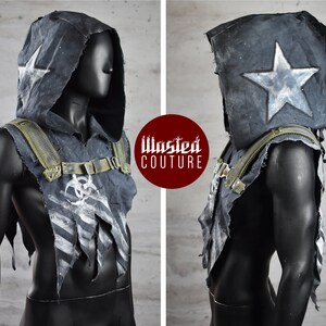 Post Apocalyptic Hood Cowl With Star Blue Dragon Hood Wasteland ...