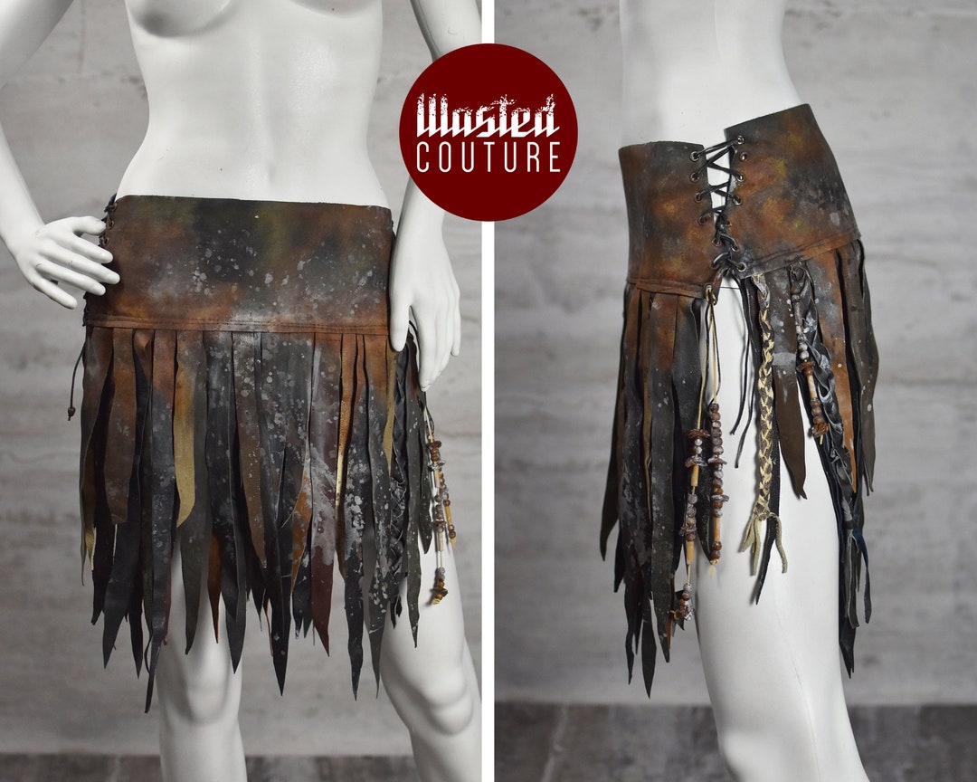 Post Apocalyptic Leather Stripes Skirt, Tribal Wild Loincloth ...