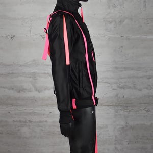 Uv-reactive Bomber Jacket With Pink Straps – Futuristic Streetwear ...