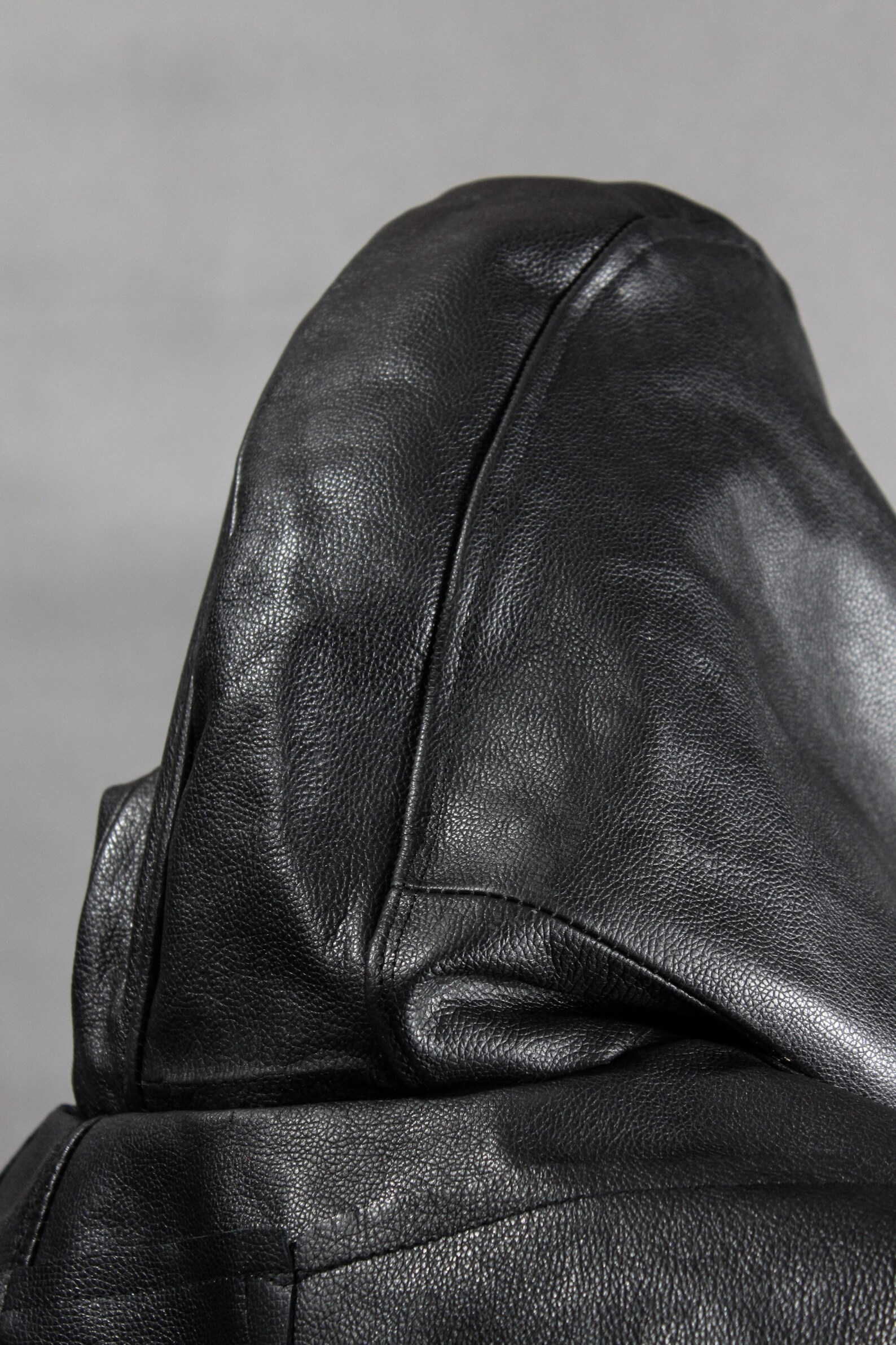 Black Leather Hood Post Apocalyptic Hood Upcycled Leather Muffler ...