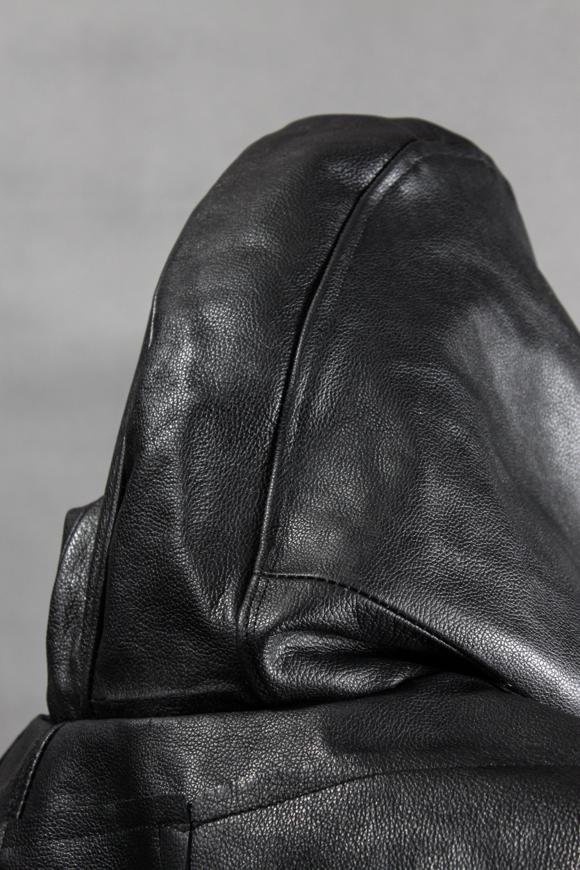 Post Apocalyptic Hood - Black Leather Hood - Upcycled Leather Muffler ...