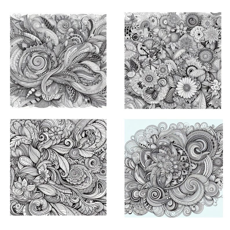 Zen Tangle Coloring Pages -4 Coloring Pages - Etsy