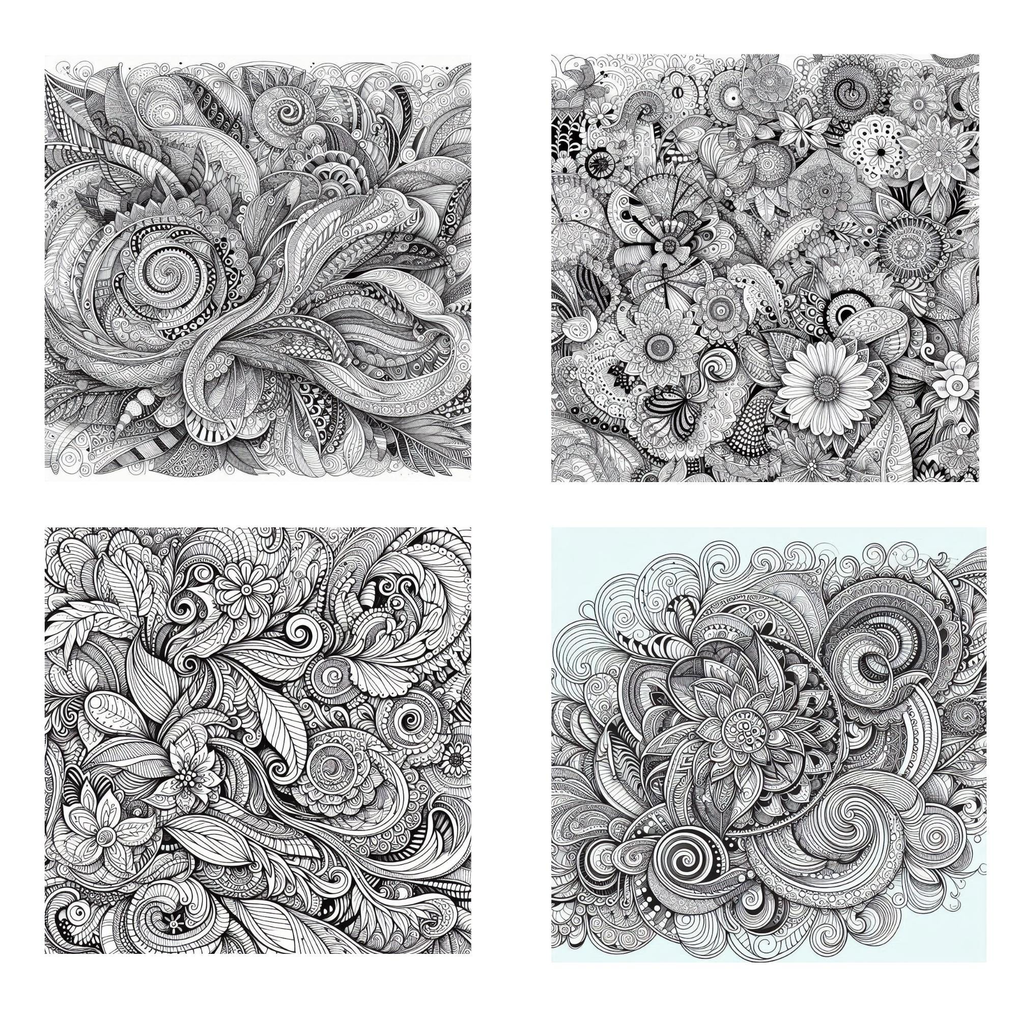 Zen Tangle Coloring Pages -4 Coloring Pages - Etsy