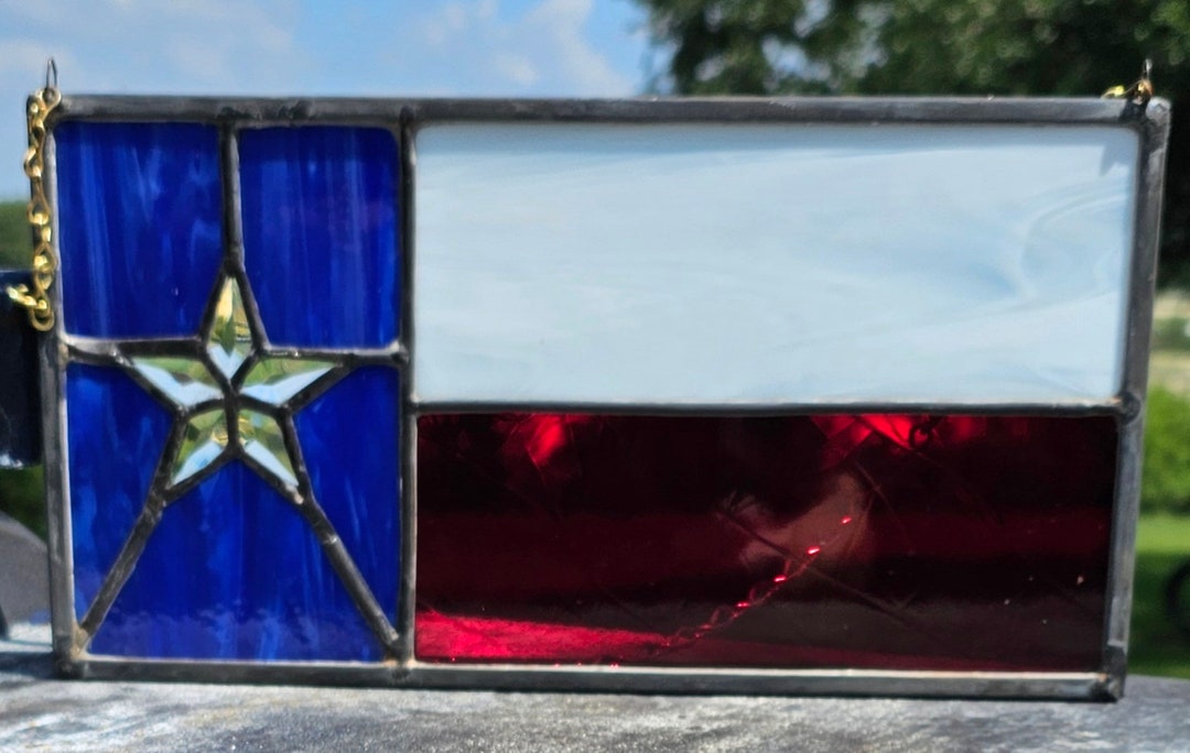 Texas Flag Leaded Stained Glass Panel - Etsy