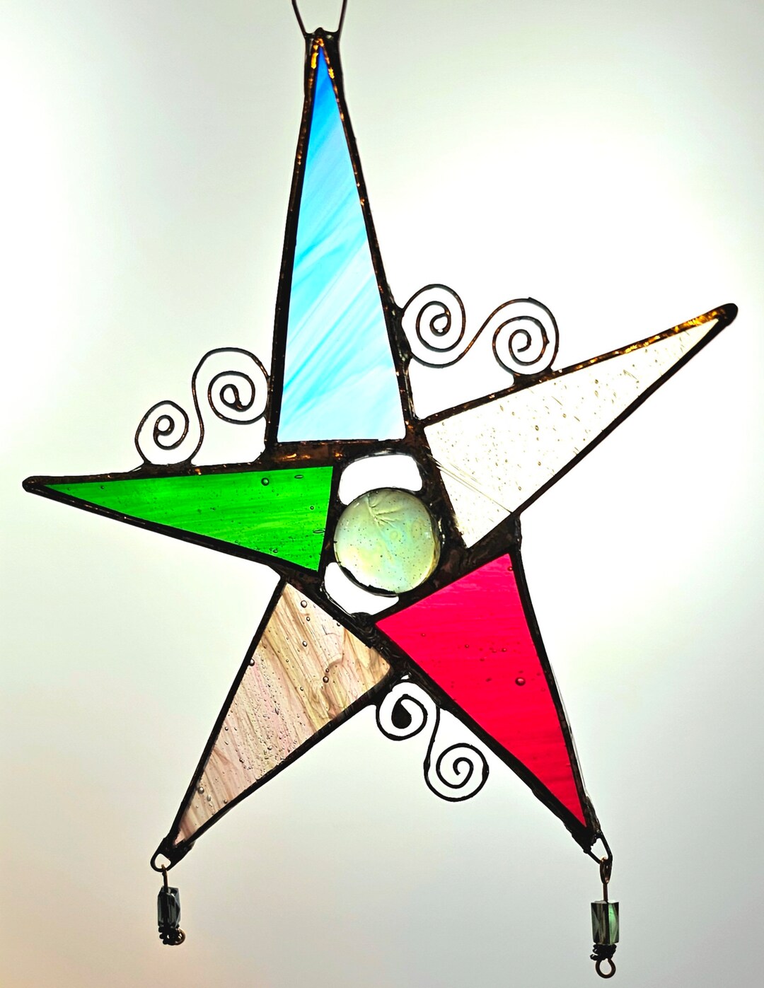Multicolored 5pt Stained Glass Star. - Etsy