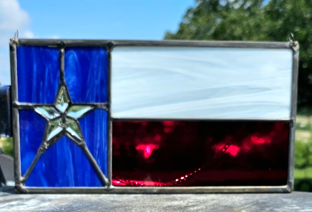 Texas Flag Leaded Stained Glass Panel. - Etsy