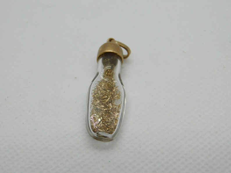 24k Gold Flakes in a Bottle Pendant 14k Yellow Gold - Etsy