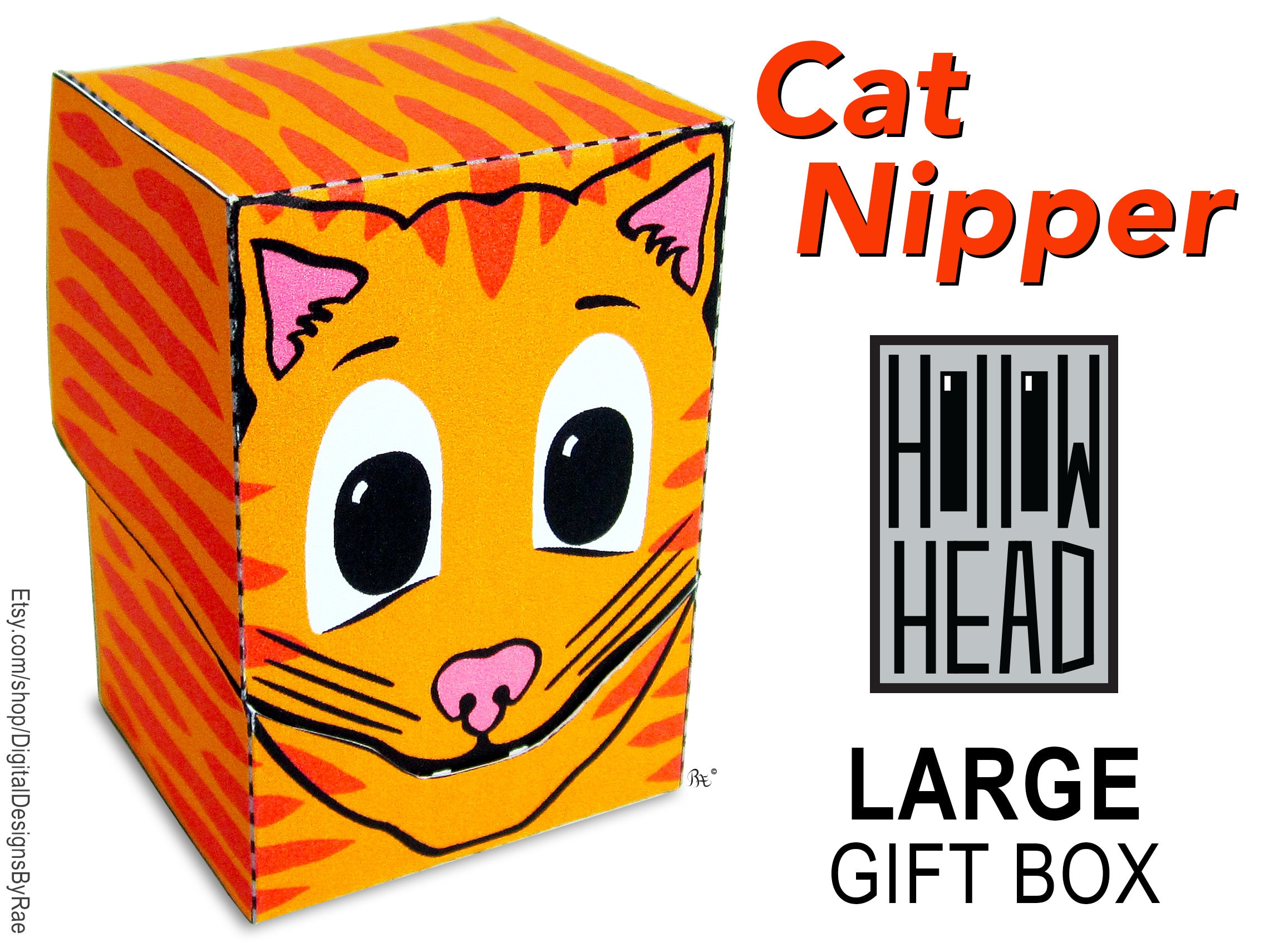 Cat Nipper Large Hollow Head Printable Gift Box - Etsy