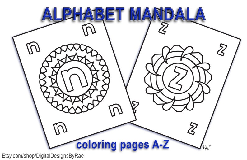 52 Alphabet Mandala Coloring Pages - Etsy