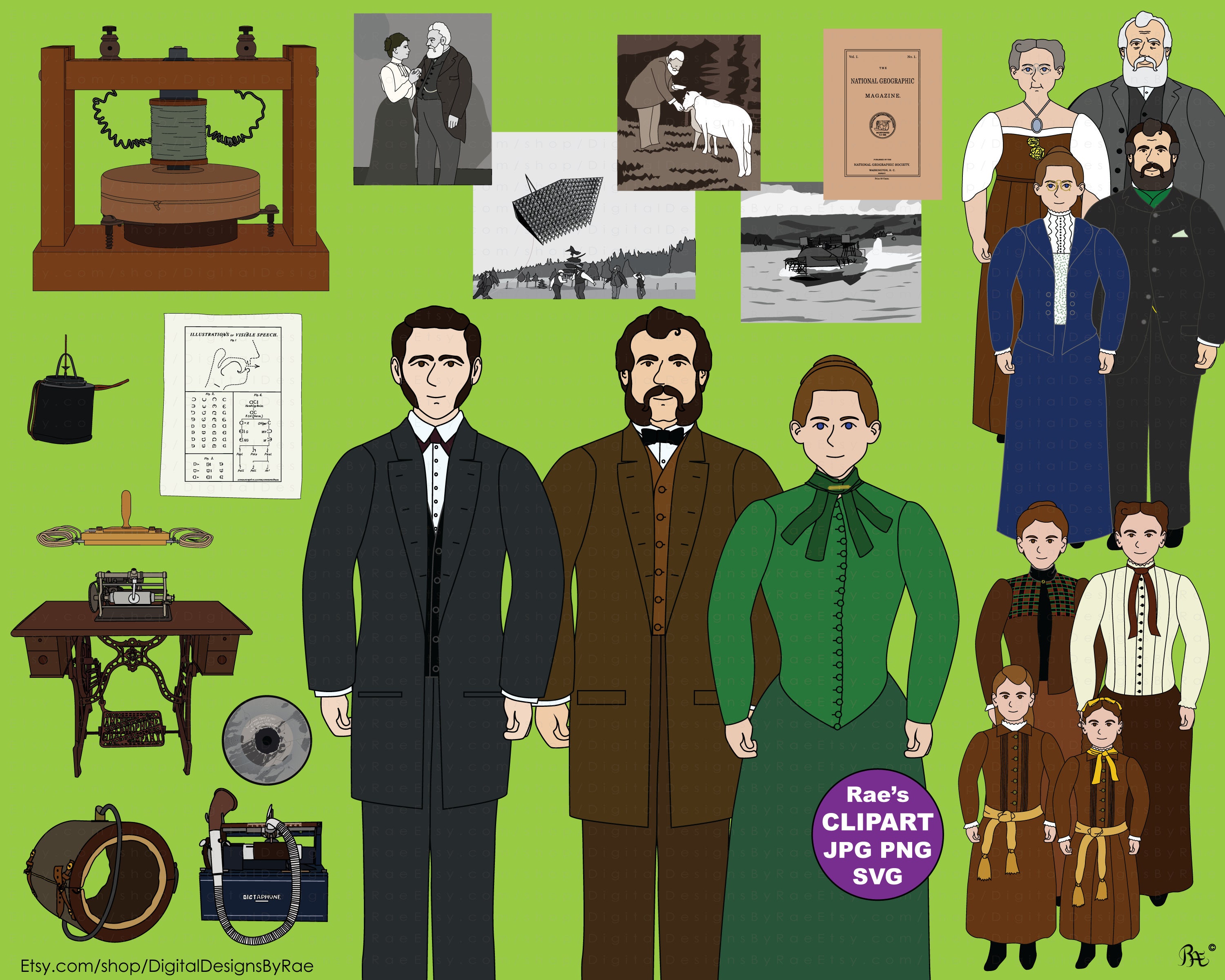 Alexander Graham Bell Clipart Set With Inventions and Family - Etsy