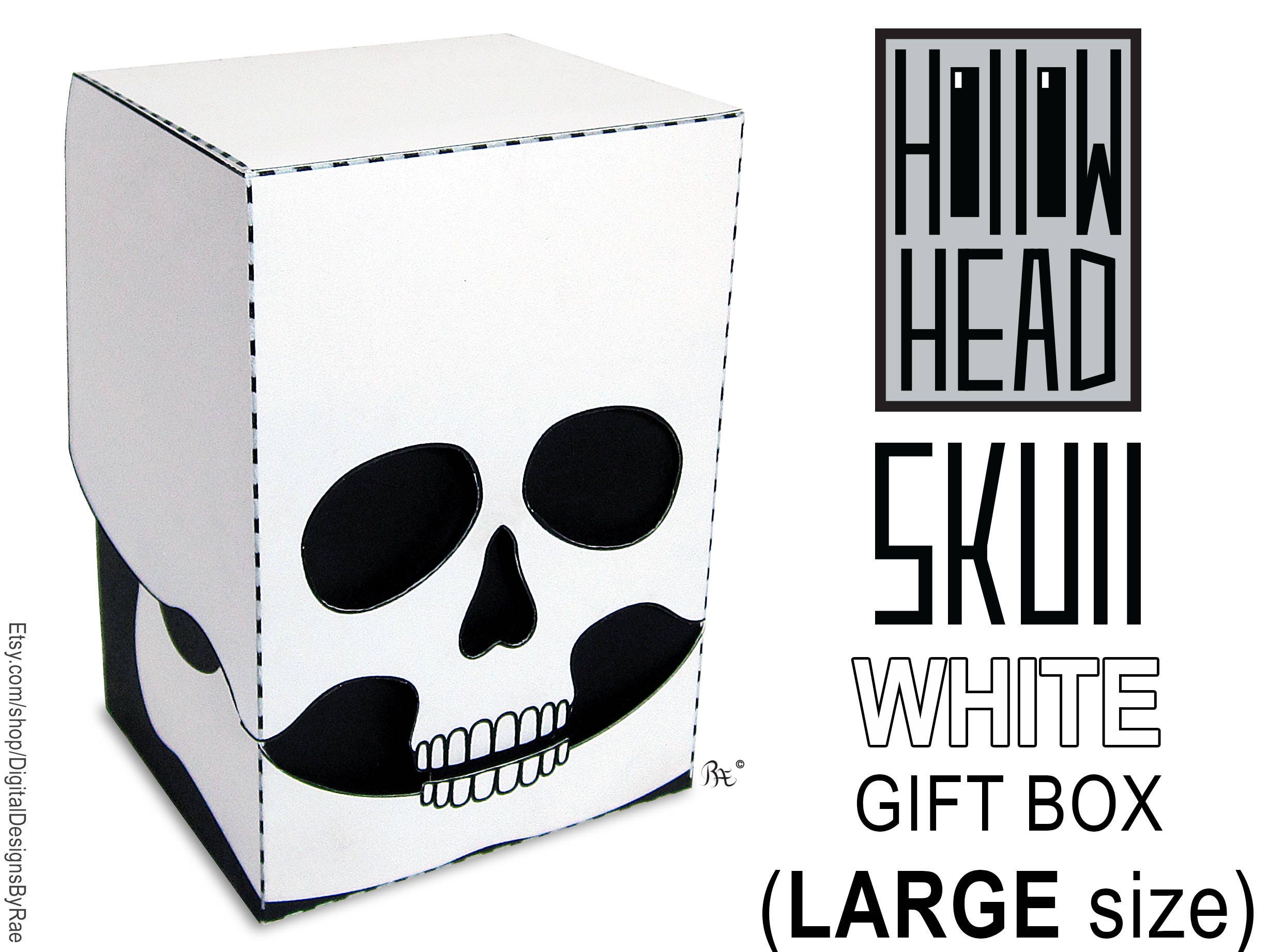 Hollow Head White Skull Large Printable Gift Box - Etsy