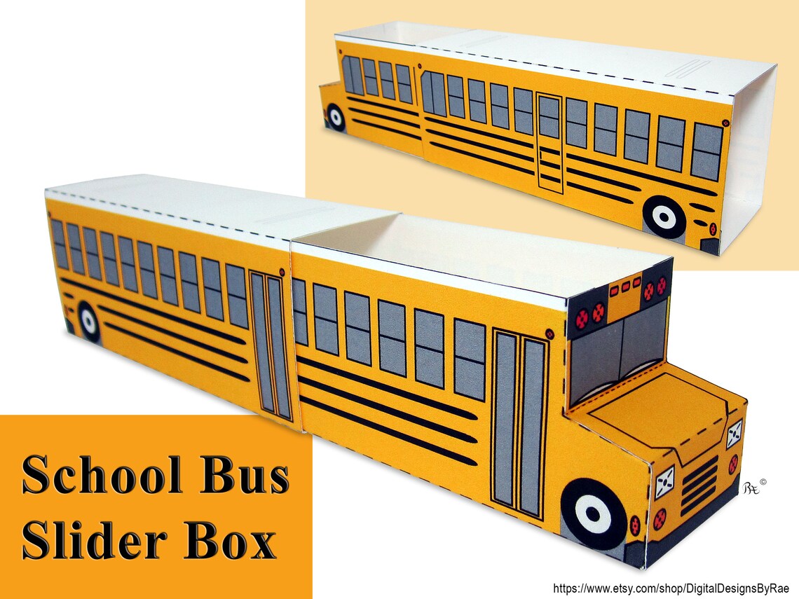 School Bus Slider Box Printable Favor/treat Box - Etsy
