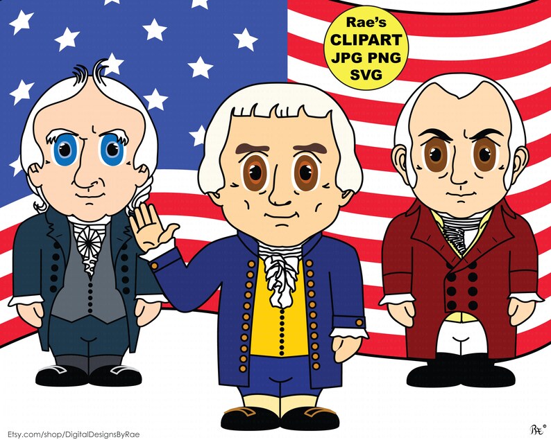 President Thomas Jefferson Clipart Set With George Clinton and Aaron ...