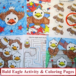 12 Bald Eagle Activity & Coloring Pages USA Patriotic Printables - Etsy