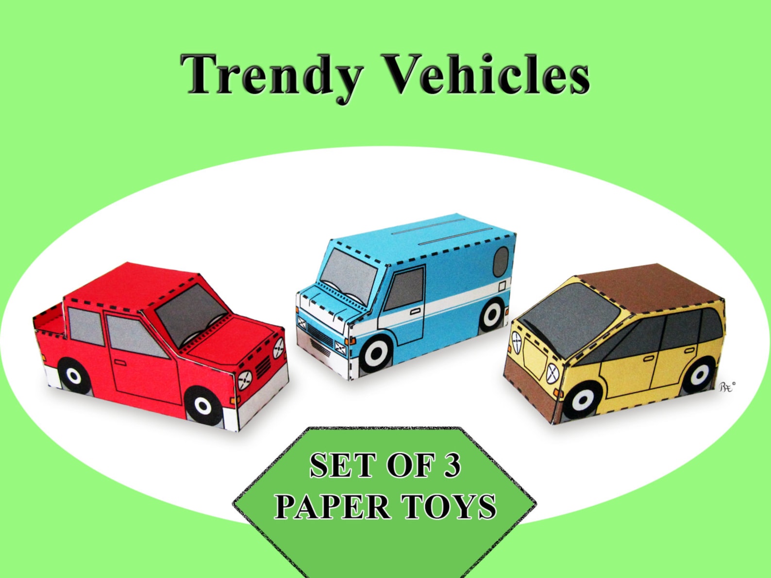 Trendy Vehicles Paper Toy Car Models Set of 3 - Etsy