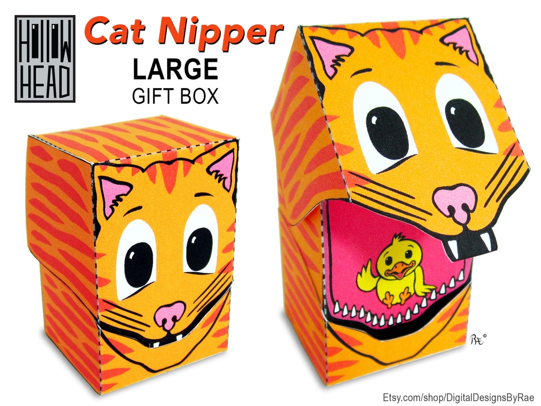 Cat Nipper Large Hollow Head Printable Gift Box - Etsy