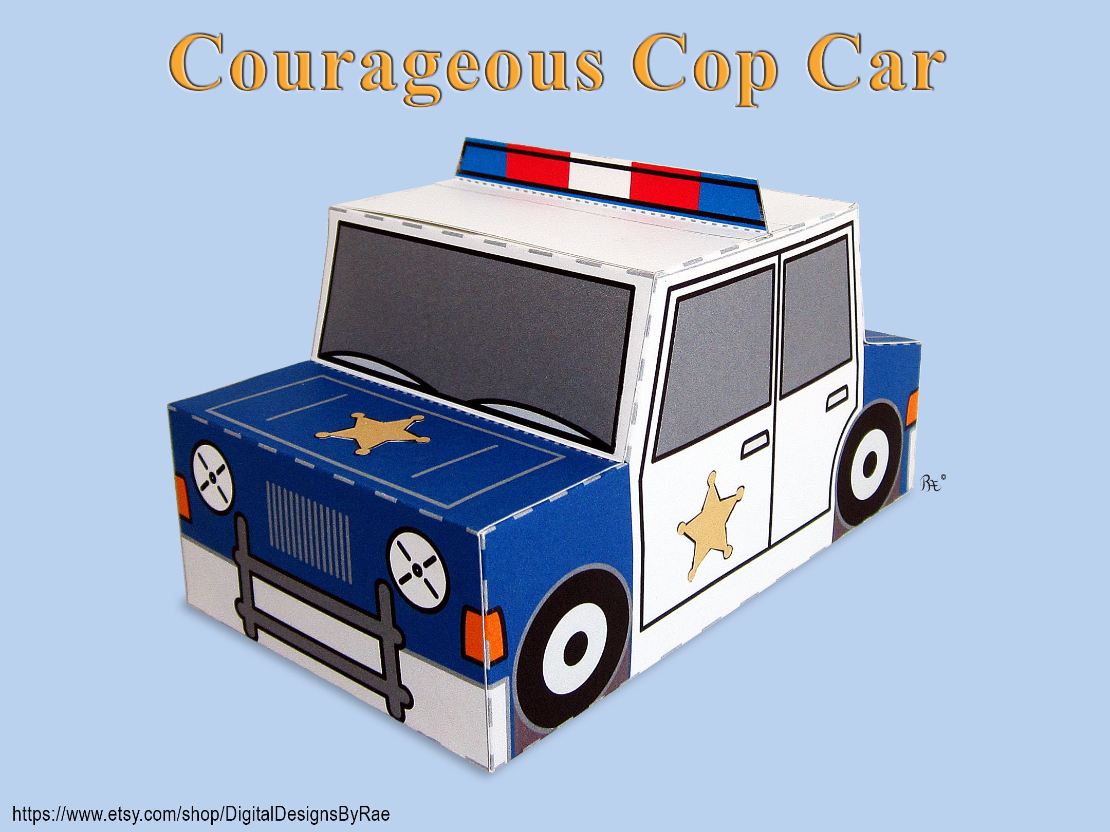 Courageous Cop Car Gift Box Printable Favor/treat Box - Etsy