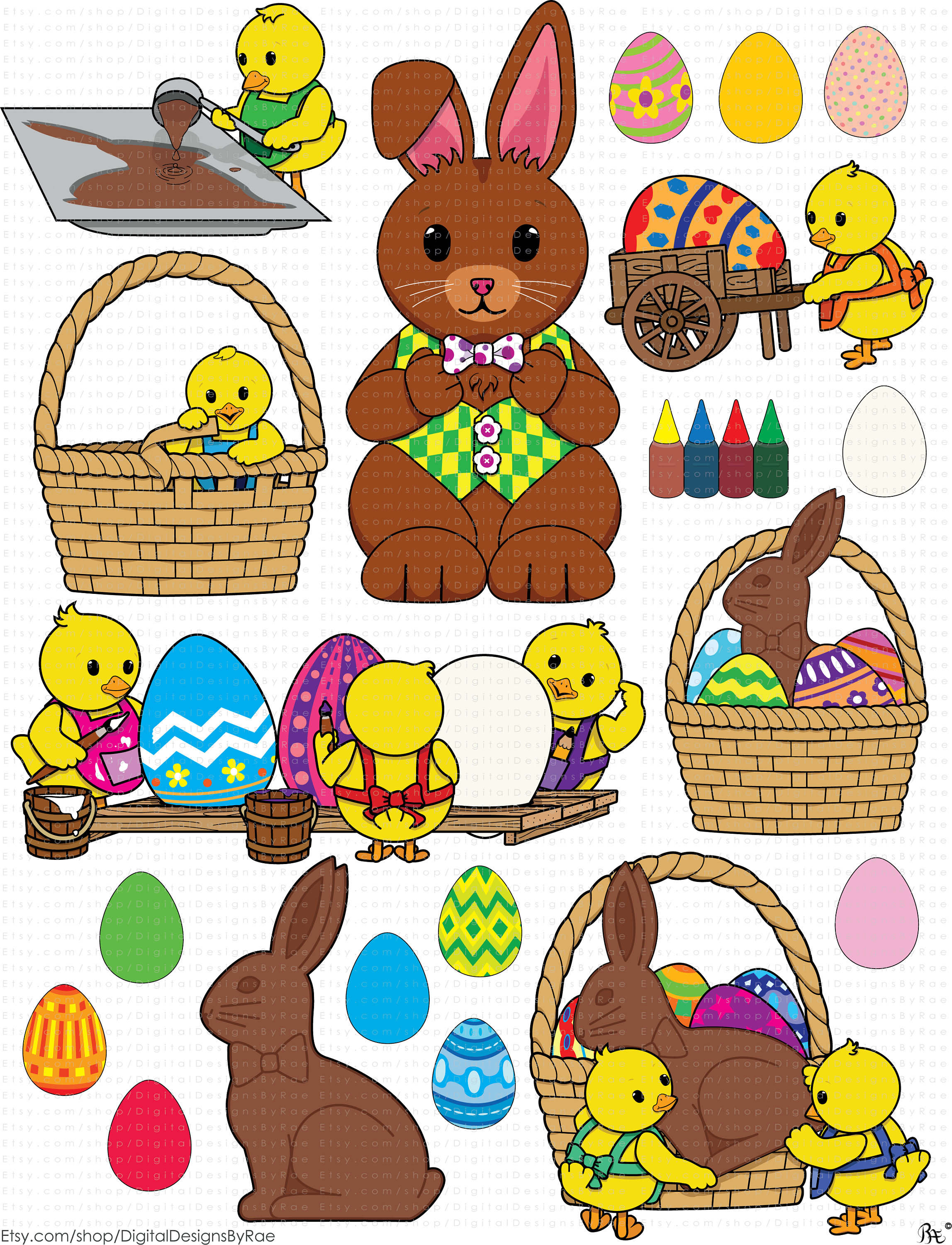 Busy Easter Chicks Digital Clipart Set - Etsy