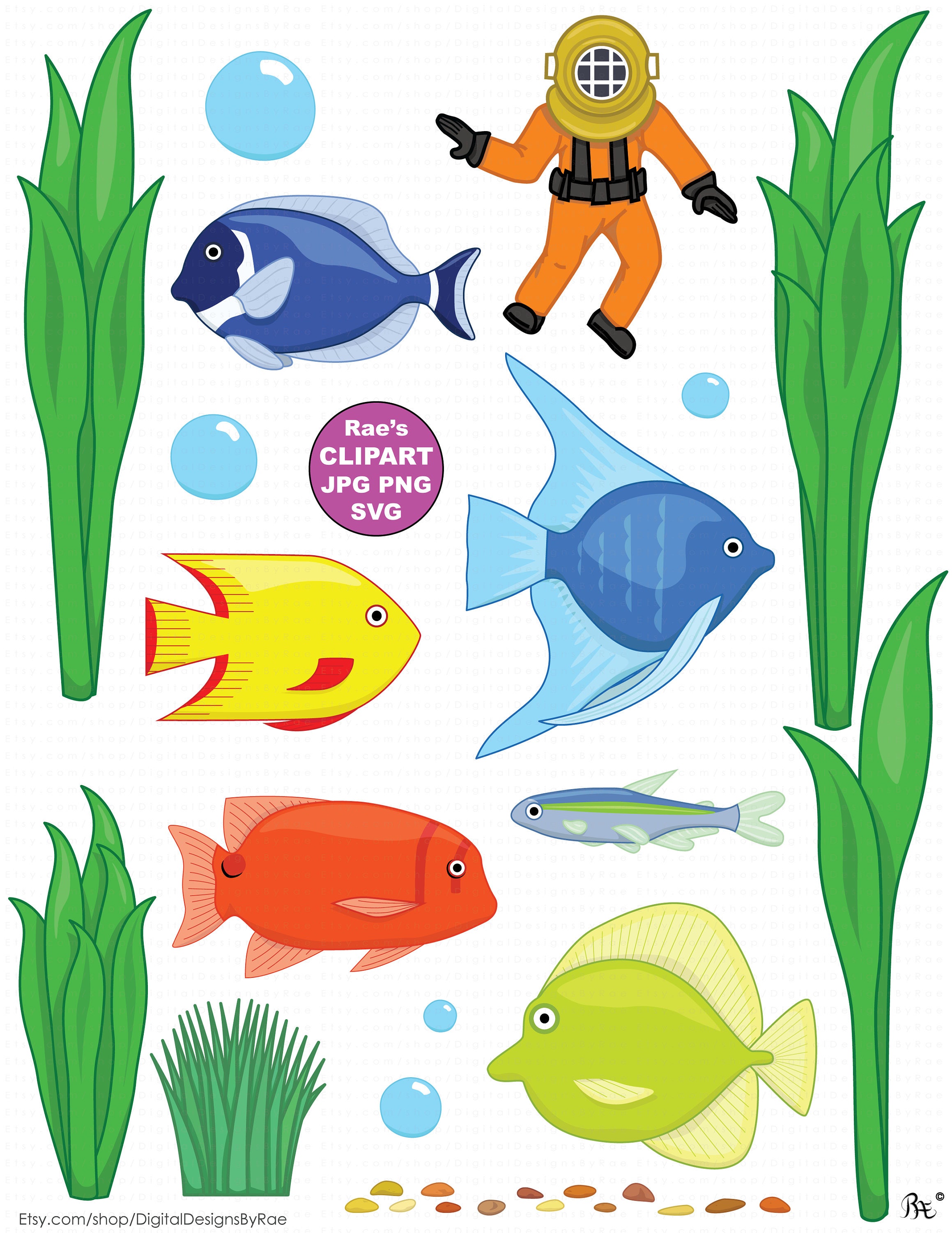 Aquarium Fish Colorful Digital Clipart Set - Etsy