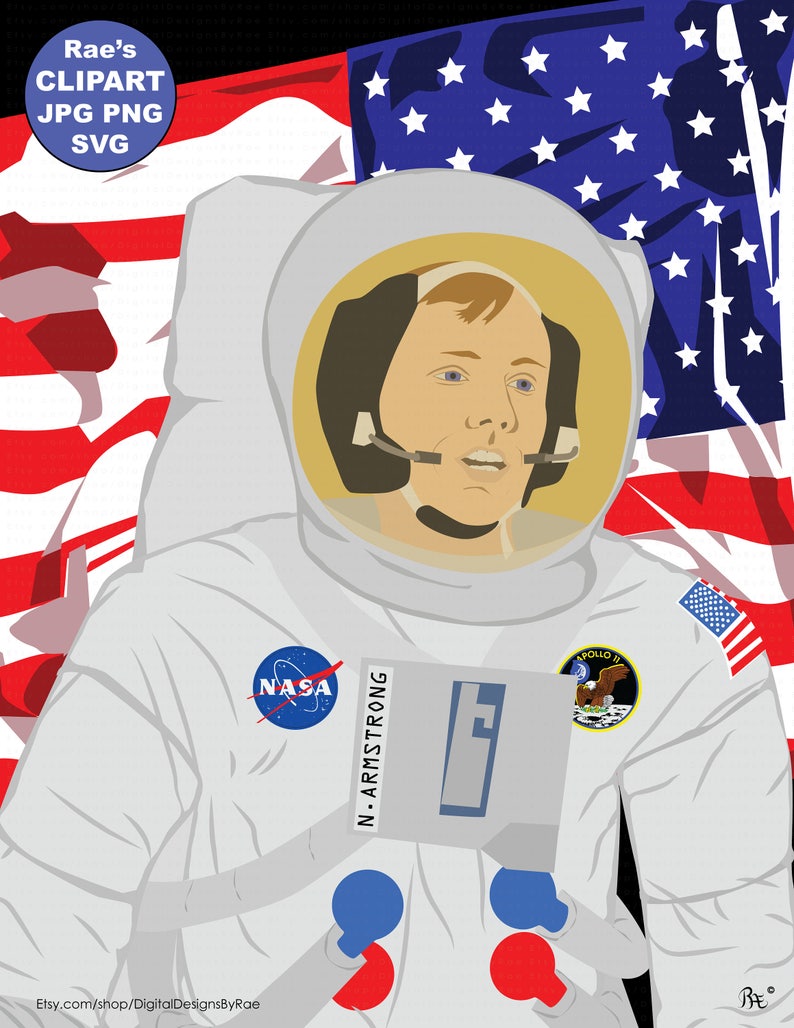 Apollo 11 Clipart Set With Neil Armstrong and Buzz Aldrin and Tim ...