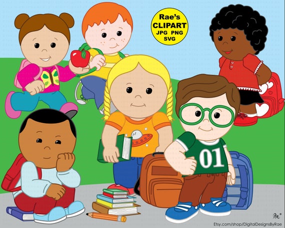 Back to School Kids Digital Clipart Set | Etsy