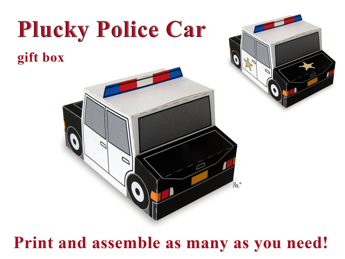 Plucky Police Car Gift Box Printable Favor/treat Box - Etsy