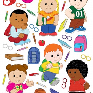 Back to School Kids Digital Clipart Set - Etsy