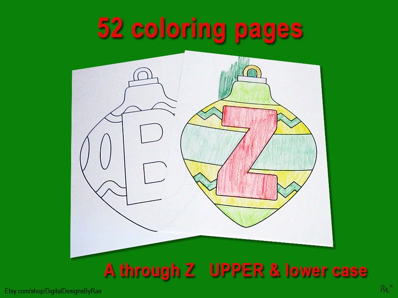 52 Alphabet Ornaments Coloring Pages - Etsy