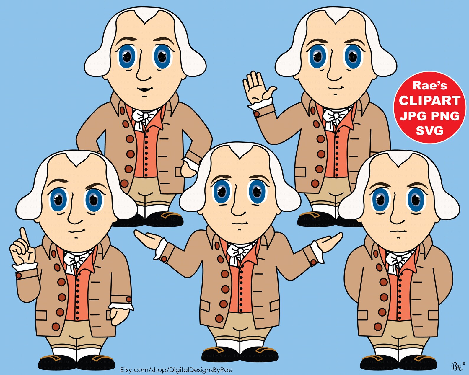 President James Madison Clipart Set With George Clinton, Elbridge Gerry ...