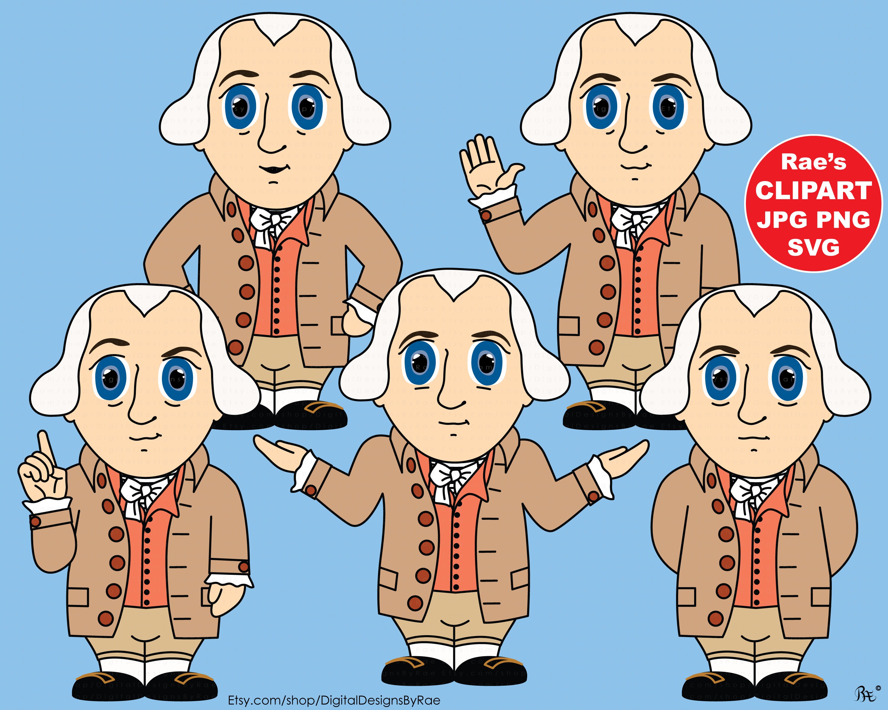 President James Madison Clipart Set With George Clinton, Elbridge Gerry ...