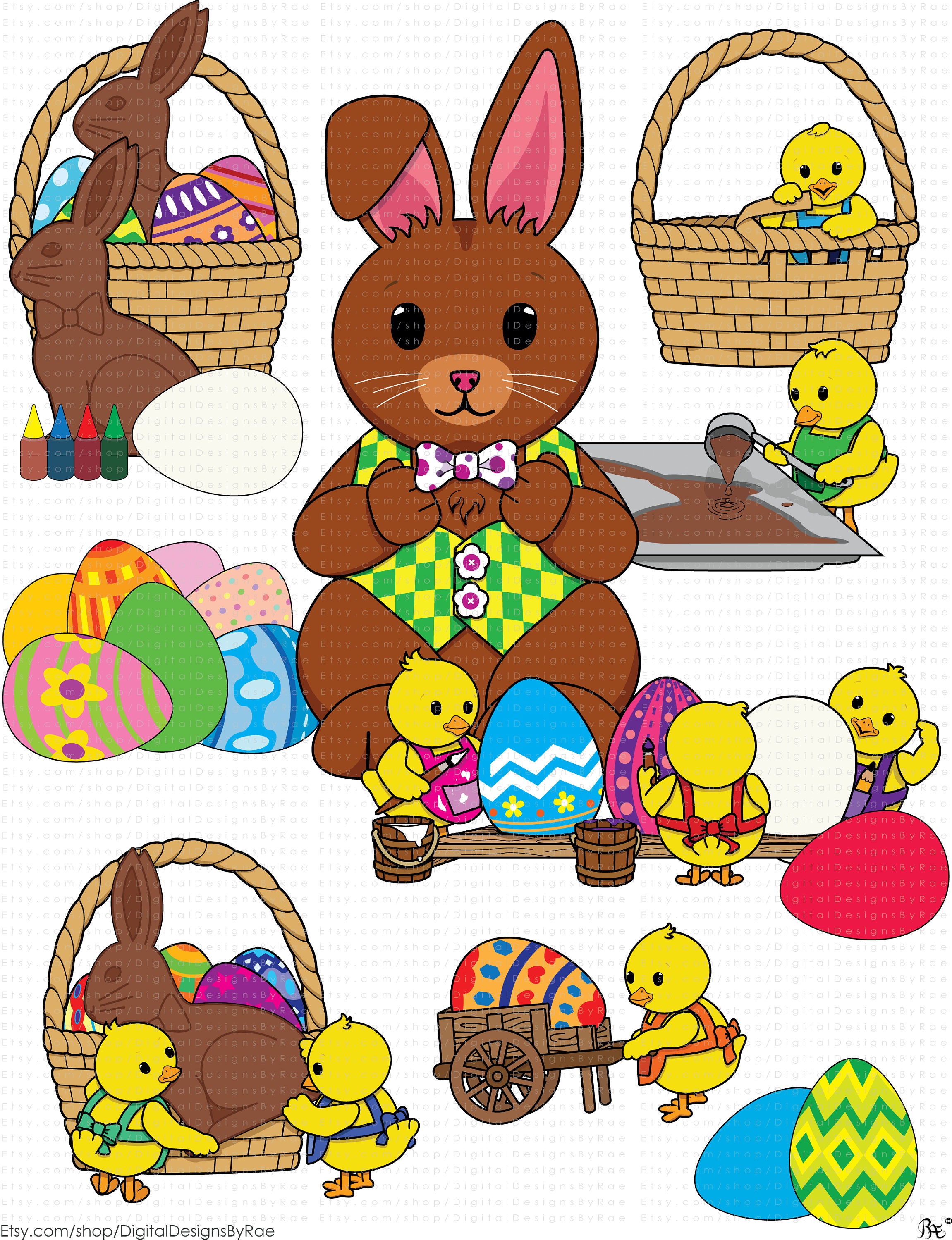 Busy Easter Chicks Digital Clipart Set - Etsy