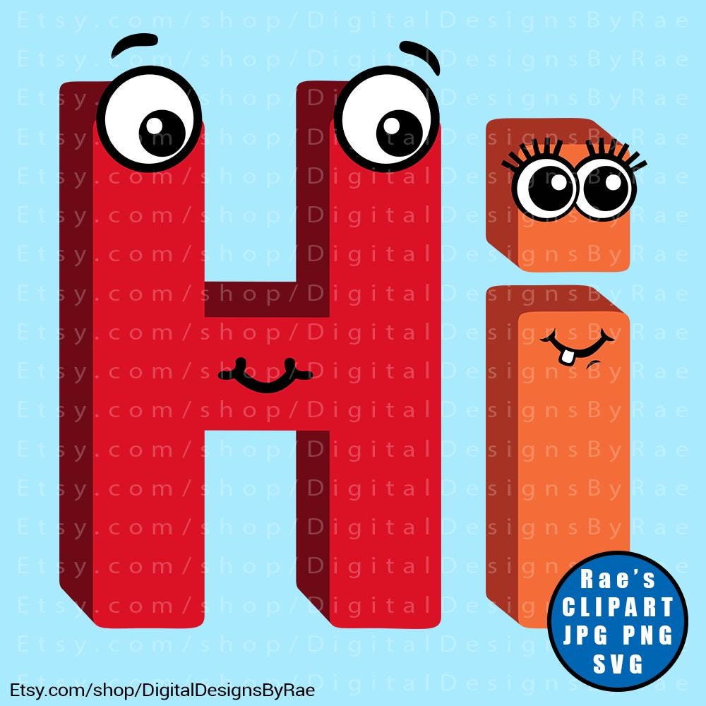 Happy Alphabet Characters Clipart Set With Numbers and Some Symbols and ...
