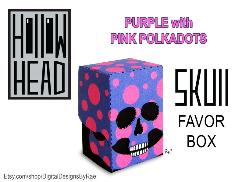 3 Dotted Skull Hollow Head Mini Favor Boxes Printable Halloween Treats ...