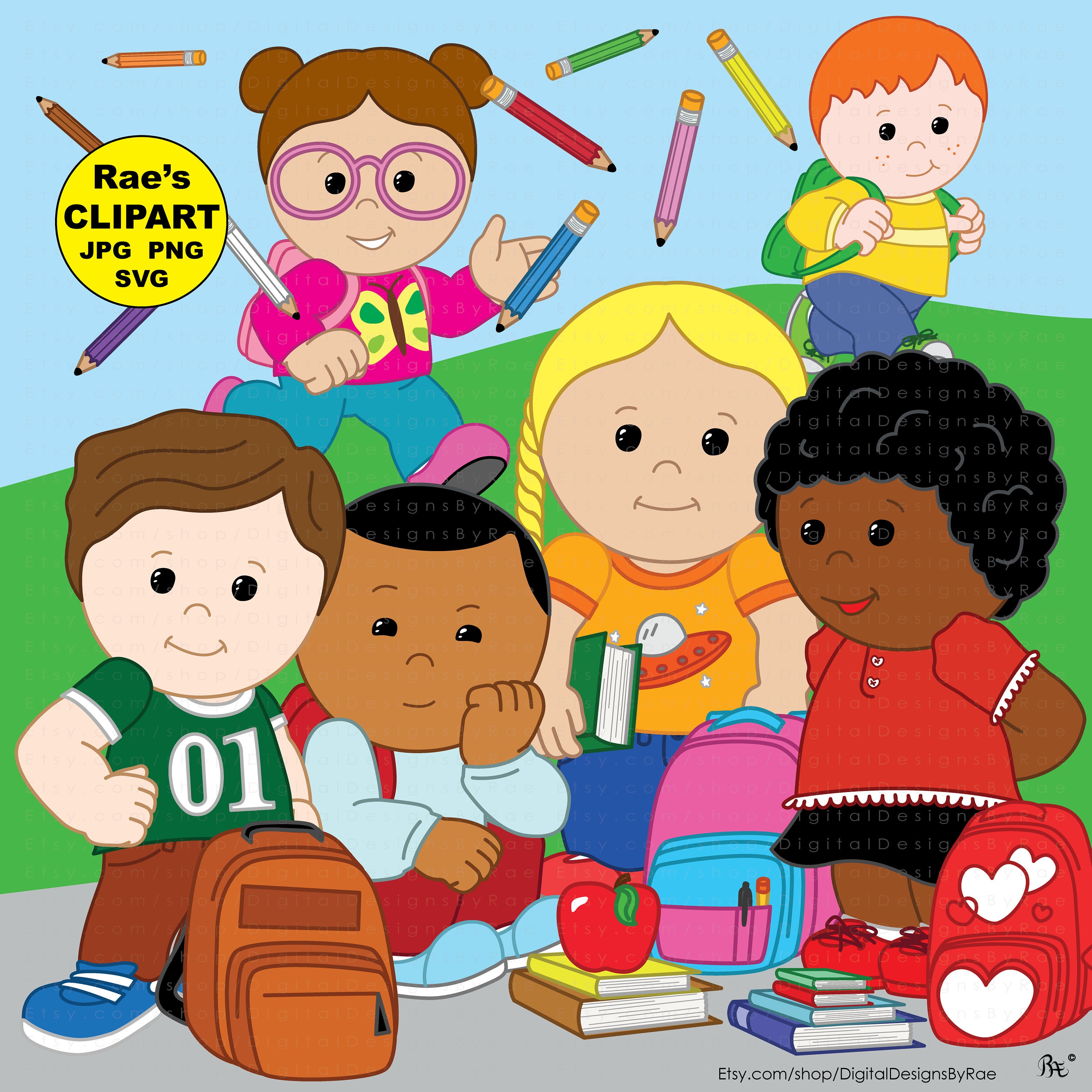 Back to School Kids Digital Clipart Set - Etsy