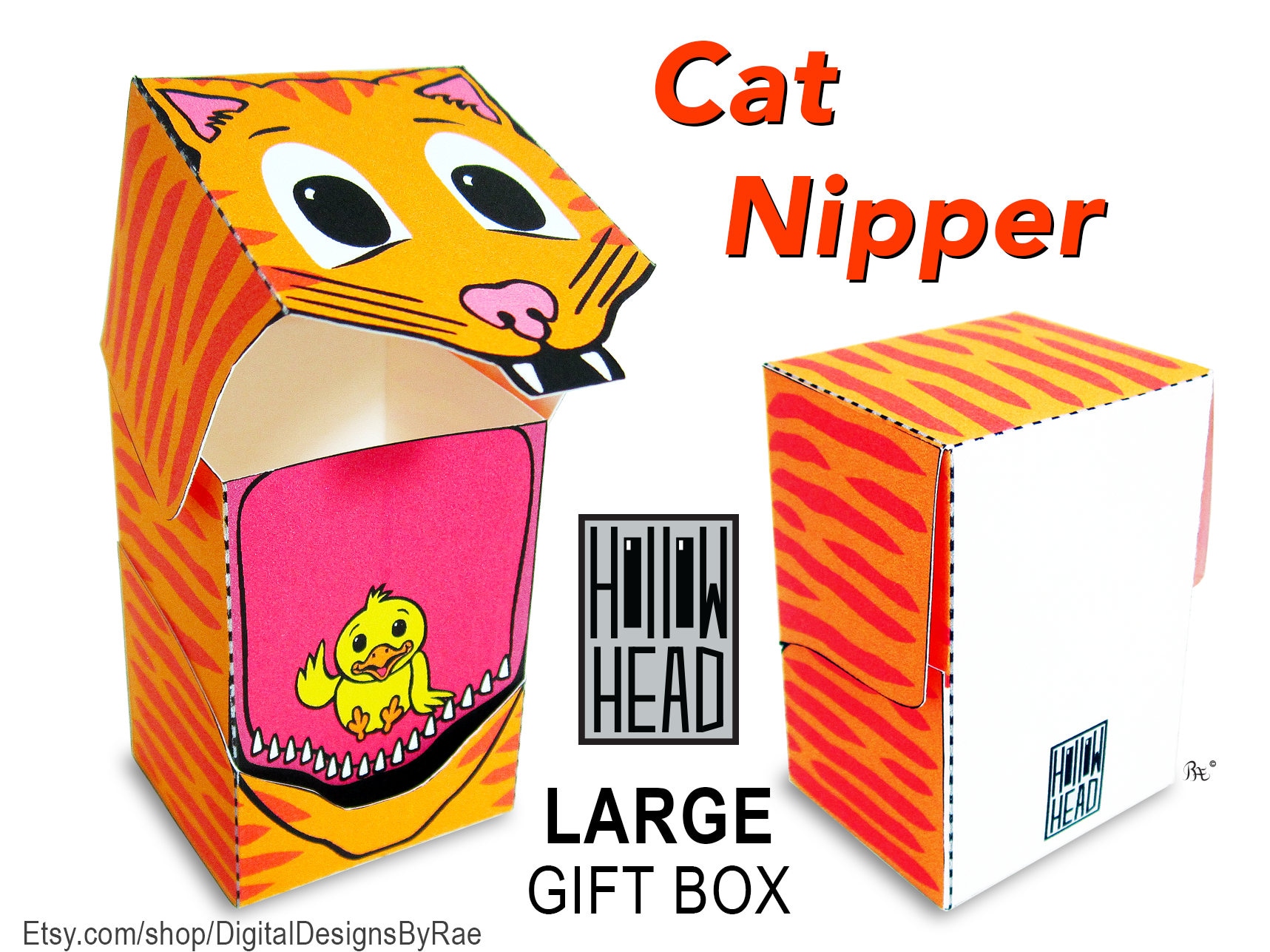 Cat Nipper Large Hollow Head Printable Gift Box - Etsy