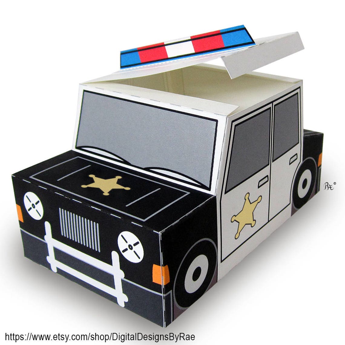Plucky Police Car Gift Box Printable Favor/treat Box - Etsy