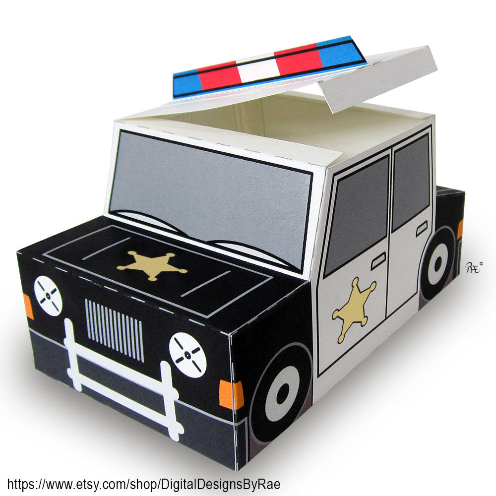 Plucky Police Car Gift Box Printable Favor/treat Box - Etsy